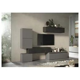 Wohnwand Inosign "INFINITY, 6tlg. Breite 290 cm, Höhe variabel, Schrankwand, (Lowboard", grau (steingrau (ardesia), bleigrau (piombo)), B:290cm H:190cm T:40cm, Kastenmöbel-Sets, Lowboard hängend, Hängeschrank, 2x Hängewürfel, Würfel-Element)