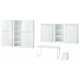 Büromöbel-Set Germania "GW-Monteria", weiß, Holzwerkstoff Metall, Holzwerkstoff, Metall, Arbeitsmöbel-Sets