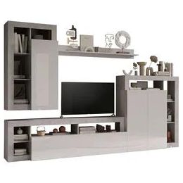 Wohnwand Inosign "Hamburg", weiß (weiß, beton, optik), B:290cm H:210cm T:42cm, Kastenmöbel-Sets
