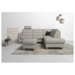 Ecksofa Home Affaire "Palmera L-Form, B: 236 cm", grau (lightgrau), B:236cm H:89cm T:212cm, Luxus-Microfaser (100% Polyester);Struktur (100% Polyester);Luxus-Microfaser in Lederoptik (100% Polyester), Sofas, optional Bettfunktion & Bettkasten, Federkern
