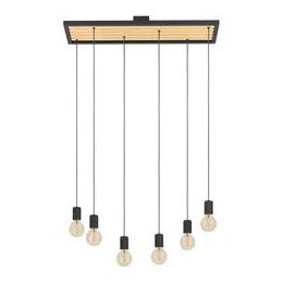 Eglo Hängeleuchte "CONSETT", braun (schwarz, braun), 6, H: 110cm, 1 Stk., Leuchten, Hängelampe, FSCM70HB, Pendellampe aus Holz und Metall in schwarz, E27