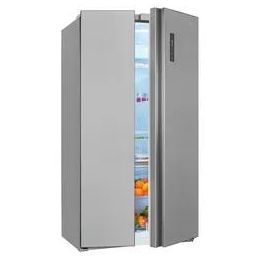 Exquisit Kühl-/Gefrierkombination "SBS560-050D", Energieeffizienz: D (A-G), silber (edelstahloptik), B:91,2cm H:177cm T:70,4cm, Kühlschränke
