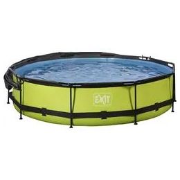Framepool EXIT "inkl. Sonnensegel", grün, H:76cm Ø:360cm, Schwimmbecken, ØxH: 360x76 cm, mit Kartuschen-Filterpumpe & Filterkartusche