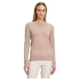 Strickpullover Betty Barclay "Damen Kaschmir-Pullover mit Rundhalsausschnitt", Damen, Gr. 44, beige (funghi melange), Strick, Obermaterial: 100% Kaschmir., Basic, gerade lang, Rundhals, Pullover, Strick