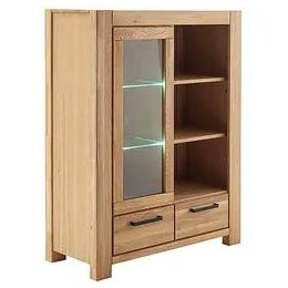 Highboard MCA LIVING "Silias Komi-Highboard Rechts", beige (naturfarben), B:109cm H:140cm T:45cm, Holzwerkstoff, Massivholz, Sideboards, Highboard, Schubkastenf&uuml;hrung ged&auml;mpft