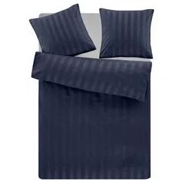 Bettwäsche LEONIQUE "Malia in Gr. 135x200 oder 155x220 cm", blau (marine), B/L: 135cm x 200cm, 1 Stk., 1 Stk., Mako-Satin, B/L: 80cm x 80cm, 2, Mako-Satin, Obermaterial: 100% Baumwolle, Bettwäsche, zeitlose Bettwäsche aus Baumwolle, Bettwäsche in Mako-Satin-Qualität