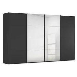Schwebetürenschrank Rauch "Kleiderschrank Schrank Garderobe Schlafzimmerschrank SCALE-FYRA", schwarz-weiß (schwarz, griffleisten schwarz), B:360cm H:223cm T:68cm, Holzwerkstoff, Schränke, edle viergeteilte Türen mit Spiegel und vielen Farben MADE IN GERMANY