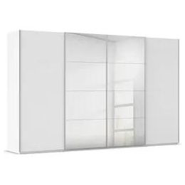 Schwebetürenschrank Rauch "Kleiderschrank Schrank Garderobe Schlafzimmerschrank SCALE-FYRA", weiß (alpinweiß, griffleisten alu), B:360cm H:223cm T:68cm, Holzwerkstoff, Schränke, edle viergeteilte Türen mit Spiegel und vielen Farben MADE IN GERMANY