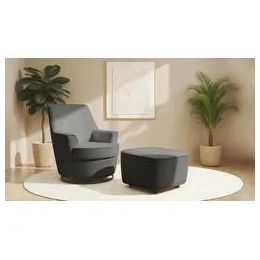 Drehsessel Inosign "HETTY, Drehsessel mit Wippfunktion und Hocker; Lesesessel, Armsessel", grau (dunkelgrau), B:78cm H:93cm T:88cm, 100% Polyester, Sessel, mit Dreh/Wippfunktion, mit Federkern, in Cord und Microfaser