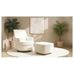 Drehsessel Inosign "HETTY, Drehsessel mit Wippfunktion und Hocker; Lesesessel, Armsessel", beige (creme), B:78cm H:93cm T:88cm, 100% Polyester, Sessel, mit Dreh/Wippfunktion, mit Federkern, in Cord und Microfaser
