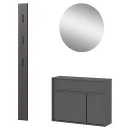 Garderoben-Set Germania "GW-Ameca 2.0", grau (graphit), B:113cm H:200cm T:25cm, Spanplatte, Kastenmöbel-Sets, Garderoben-Set:Mehrzweckschrank und Spiegel