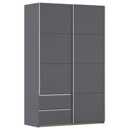 Schwebetürenschrank Rauch "Kleiderschrank Schrank Garderobe Wäscheschrank SEVILLA", grau (graumetallic), B:131cm H:210cm T:59cm, Holzwerkstoff, Schränke, Metall-Griffleisten alufarben oder Graumetallic MADE IN GERMANY