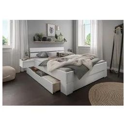 Nachttisch Home Affaire "Progress Hängetische, aus massiver Fichte, FSC-zertifiziert", weiß, B:43cm H:20cm T:39cm, Tische, Bettablagen im 2tlg.Set, Made in Europe