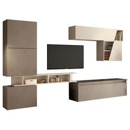 Wohnwand Inosign "INFINITY, 7tlg. Breite 285 cm, moderne Mediawand (Lowboard", bronzo, cashmere, B:285cm H:200cm T:40cm, Kastenmöbel-Sets, 3x Hängewürfel, Würfel-Element, Hängeschrank, Wandregal)