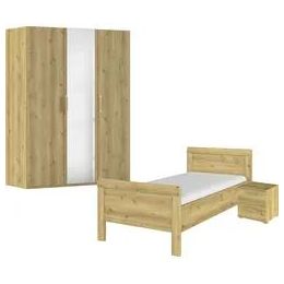 Schlafzimmer-Set Rauch "Komplettschlafzimmer Schlafzimmer EVELYN", braun (asteiche), Bett 100x200cm + ohne Matratze, B/H: 100cm x 200cm, Bett 100x200cm, Holzwerkstoff, Schlafzimmermöbel-Sets, Schrank und Bett in 2 Breiten, Nachttisch 2 Schubladen MADE IN GERMANY