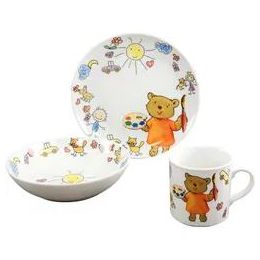 Kindergeschirr-Set Creatable "Teddy", bunt, 3 Stk., Porzellan, Geschirr-Sets, Made in Europe, 3 Teile, f&uuml;r 1 Person