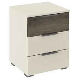 Nachtkommode Rauch "Nachttisch-Set Nachtkonsole Beistelltisch Kommode Sideboard SAJO", beige (champagner, atlantic oak dunkel), B:40cm H:52cm T:40cm, Holzwerkstoff, Sideboards, mit 3 Schubladen, obere Schublade farblich abgesetzt MADE IN GERMANY