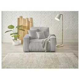Loveseat Andas "FINNLEY, XXL-Sessel, Lesesessel, trendige Stoffe, inkl. Zierkissen", grau, B:120cm H:85cm T:86cm, Bezugstoff aus 90% recyeltem Material ;Aqua Clean ;Gramatur 580g/qm +/- 5%, Sessel, passend zur Polster-Serie Finnley