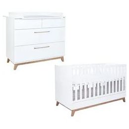 Babymöbel-Set Arthur Berndt "Babyzimmer Set »Lina« 2-teilig", weiß (kreideweiß), B/H: 70cm x 140cm, Hartfaserplatte, Holzwerkstoff, Massivholz, Melamin, Metall, Schlafzimmermöbel-Sets