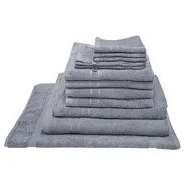 Handtuch Set Dyckhoff "Kristall", grau (steingrau), 12 Stk., Frottier, Obermaterial: 100% Baumwolle, Handtuch-Sets, Umfangreiches Badezimmer Komplett-Set inklusive Badvorleger