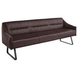 Essbank Musterring "JustB SP500", rot (burgundy), B:262cm H:86cm T:70cm, Sitzbänke, Metallkufe schwarz, verschiedene Farben, Breite 220 oder 250 cm