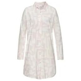 Nachthemd s.Oliver, Damen, Gr. 48/50, N-Gr, rosa (rosa, weiß gemustert), Single Jersey, Obermaterial: 50% Baumwolle, 50% Viskose, lässig geschnitten ca. Mitte Oberschenkel, V-Ausschnitt, 1-Knopf-Manschette, Kleider, mit grafischem Print