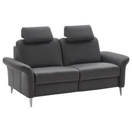 2,5-Sitzer DIE PLANBAR "PN-EM23187 mit Kopfstützen", grau (anthrazit), B:182cm H:112cm, Sofas, Mit Kopfstützen und Federkernpolsterung, Bezug aus Leder