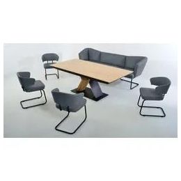 K+w Komfort & Wohnen Essgruppe K+W KOMFORT & WOHNEN "Mikkado Tube", blau (aqua 54,), B:242cm H:88cm T:71cm, Sitzmöbel-Sets, 4 Freischwinger und einem Funktionesstisch