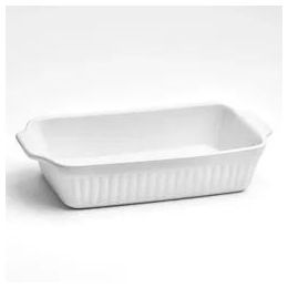 Auflaufform Van Well "Backform rechteckig, 36 x 20 x 7,4 cm, mit Rillenstruktur", weiß, B:36cm L:20,5cm, Keramik, Auflaufformen, weiß, spülmaschinen- und mikrowellenfest