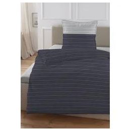 Wendebettwäsche HECHTER PARIS "0061310", blau (marine), B/L: 155cm x 220cm, 1 Stk., 1 Stk., Satin, B/L: 80cm x 80cm, 2 Stk., Satin, Obermaterial: 100% Baumwolle, Bettwäsche, feiner Glanz + weicher Griff, 100% Baumwolle, Stehsaum, ganzjährig