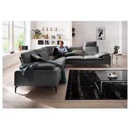 Ecksofa W.Schillig "valentinoo, Designsofa, elegant und bequem, L-Form", grau (anthrazit z69), B:318cm H:83cm T:298cm, Longlife Xtra-Leder Z69: Das feinnarbige, gedeckte Softleder Z69 besticht durch seine außergewöhnliche Weichheit im trendigen »Vintage-Look«, Hautstärke 0, 9 - 1, 1 mm, Sofas, mit Sitztiefenverstellung, Breite 318 cm
