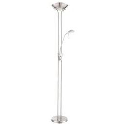 Globo LIGHTING Stehlampe "LEONAS", silber (nickel matt), Ø 25,5cm H: 180cm, 1 Stk., Leuchten, Stehleuchte, Flexo, Wohnzimmer, Schlafzimmer, 3000 Kelvin, Deckenfluter