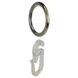 Gardinenring Liedeco "Gardinenring, Stilring, Ringe für Gardinenrohre 16 mm "Esperanca"" Gr. 1, schwarz (messingfarben, schwarz), Ø:2,7cm, Metall, Gardinenbefestigungen, Gardinenring mit Faltenlegehaken