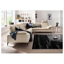 Ecksofa W.Schillig "valentinoo, Designsofa, elegant und bequem, L-Form", beige (stone z73), B:318cm H:83cm T:298cm, Longlife Xtra-Leder Z73: Naturwalkleder der Luxusklasse aus den erlesensten Rohh&auml;uten. Hautst&auml;rke 1, 1 &ndash; 1, 3 mm, Sofas, Ecksofa, mit Sitztiefenverstellung, Breite 318 cm