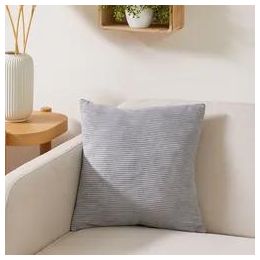 Dekokissen ANDIAMO "Cord Kissen Emy, Kissenhülle mit Füllung", grau (grau, cord unifarben), B:40cm H:12cm L:40cm, Polyester, Dekokissen_Sitzkissen_Kissenhüllen, Sofakissen, eckig, 40x40 oder 30x50 cm, auch als 4er Set erhältlich