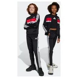 Trainingsanzug Adidas SPORTSWEAR "J 3S TIBERIO TS", Kinder, Gr. 164, schwarz-weiß (schwarz, weiß, pure ruby), Obermaterial: 100% Polyester, Sportlich, Sportanzüge