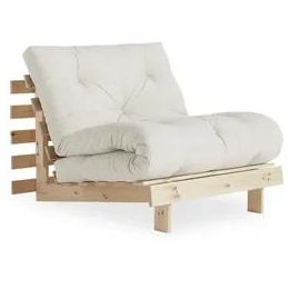 Daybett KARUP DESIGN "Daybett Roots Schlafsofa – Gästebett & Sofa aus FSC-Kiefer", beige (natural), B:90cm H:85cm, Bezug: 80% Baumwolle, 20% Polyester, Daybetten, Inkl. Futonmatratze, in mehreren Größen & Farben erhältlich