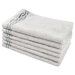 Gästehandtücher Dyckhoff "Wave", silber, B:30cm L:50cm, Frottier, Baumwolle, Handtücher, mit Jacquard-Bordüre
