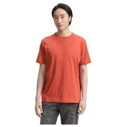T-Shirt Tom Tailor, Herren, Gr. XL, rot (rust rot), Single Jersey, Obermaterial: 100% Baumwolle, unifarben, regular fit taillenbedeckt, Rundhals, gerader Abschluss, Shirts, mit Logo Stickerei