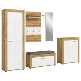 Garderoben-Set Inosign "Aosta", weiß (wotan eiche nachbildung), B:285cm H:191cm T:35cm, Kastenmöbel-Sets, Aosta, Höhe 191 cm, Garderobenset, Flur, Diele