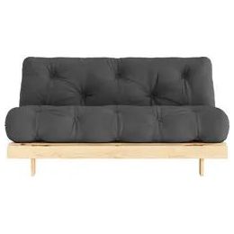 Daybett KARUP DESIGN "Daybett Roots Schlafsofa – Gästebett & Sofa aus FSC-Kiefer", grau (dunkelgrau), B:160cm H:85cm, Bezug: 80% Baumwolle, 20% Polyester, Daybetten, Inkl. Futonmatratze, in mehreren Größen & Farben erhältlich
