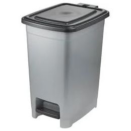 Mülleimer keeeper "olaf", silber (light silber), B:42cm H:53cm T:32cm, Kunststoff, Mülleimer, leicht zu reinigen, komfortables Öffnen und Schließen mit Tretpedal
