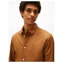 Langarmhemd Tommy Jeans "Sabim Stretch Hemd Shirt", Herren, Gr. XXL, N-Gr, pecan nut, Web, Obermaterial: 97% Baumwolle, 3% Elasthan, schmal normal, Rundhals, eingesetzt 2-Knopf-Manschette mit Schlitz, Hemden, Stretch Hemd, Premium, Slim Fit, mit Elasthan