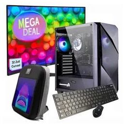 GAMEMAX PC-Komplettsystem "MegaDeal Striker SET2592", Standardmodul: E (A-G), schwarz, Microsoft Windows 11 Home (64 Bit), 32 GB RAM 1.000 GB SSD, Computer_Komplettsysteme, Windows 11 + MSI MAG 32C6 Curved Monitor, 80cm (32")