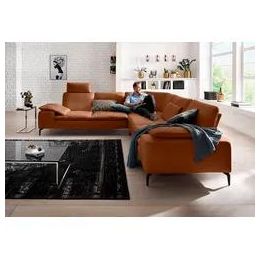 Ecksofa W.Schillig "valentinoo, Designsofa, elegant und bequem, L-Form", braun (cognac z69), B:318cm H:83cm T:298cm, Longlife Xtra-Leder Z69: Das feinnarbige, gedeckte Softleder Z69 besticht durch seine au&szlig;ergew&ouml;hnliche Weichheit im trendigen &raquo;Vintage-Look&laquo;, Hautst&auml;rke 0, 9 - 1, 1 mm, Sofas, Ecksofa, mit Sitztiefenverstellung, Breite 318 cm