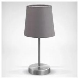 B.K.LICHT Tischleuchte, grau (grau, nickelfarben), 1, Ø 10cm H: 30,8cm, Leuchten, Tischlampe, Stoff, Nachttisch-Leuchte, Wohnzimmerlampe, E14, grau