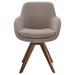 Esszimmerstuhl Musterring "Tavia", grau (taupe, wild, nussbau), B:62cm H:86cm T:66cm, Stühle, Stativgestell Wildnussbaum, Drehfunktion optional, diverse Farben