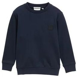 Sweatshirt Tom Tailor, Jungen, Gr. 116/122, blau (sky captain blau), Sweatware, Obermaterial: 70% Baumwolle, 30% Polyester, unifarben, regular fit taillenbedeckt, Rundhals, Rippbündchen, Sweatshirts, mit Logo Stickerei