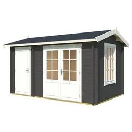 Gartenhaus Lasita Maja "WREXHAM", grau (carbongrau), Fußboden im Gartenhaus, Massivholzdach, Holzwerkstoff, Gartenhäuser