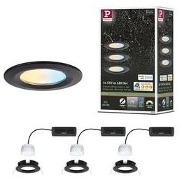 Paulmann LED Einbauleuchte "LED Einbauleuchte Nova Coin IP44 rund 78mm", schwarz, 3, Ø 7,8cm, 3 Stk., Leuchten, Memoryfunktion, Farbwechsler, Farbsteuerung, Dimmer, Smart Home